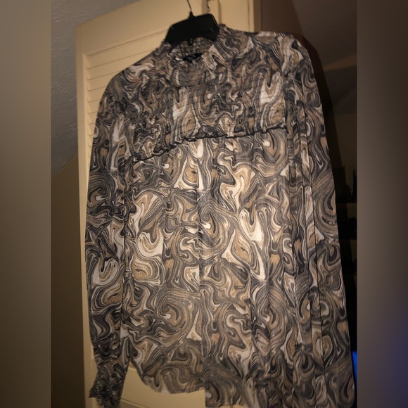 HAVER London | Tops | Haver London Print Shirt Sheer Cover With Liner ...